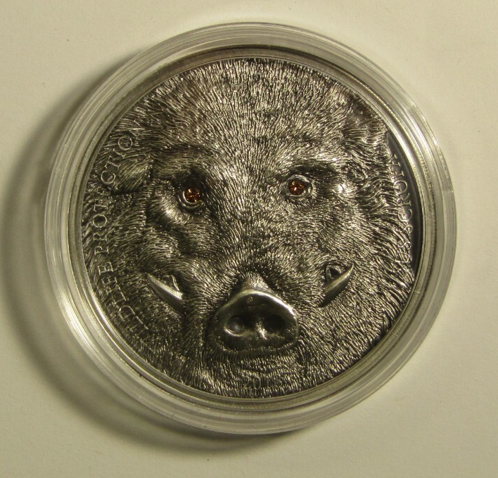 2018 1oz .999 Fine Silver Bank of Mongolia 500 Togrog Wild Boar Round ...
