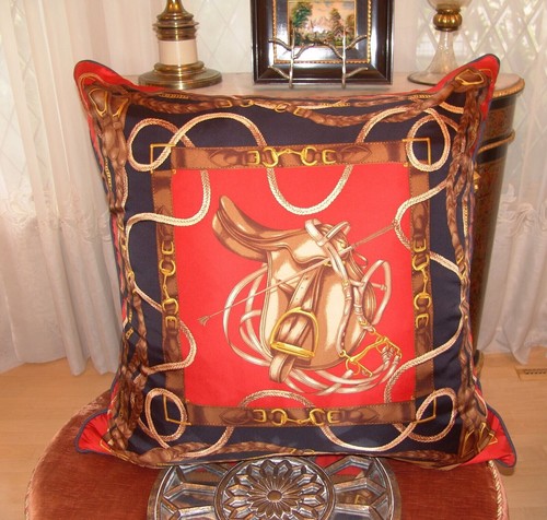 Humongous Ralph Lauren Equestrian Silk Linen Decorative Pillow + 2 Side ...
