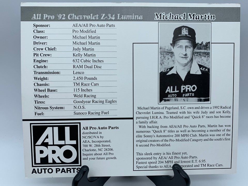 Drag Racing LOT Postcard NHRA HERO Cards Vintage Cruz Yates Eddie Hill ...