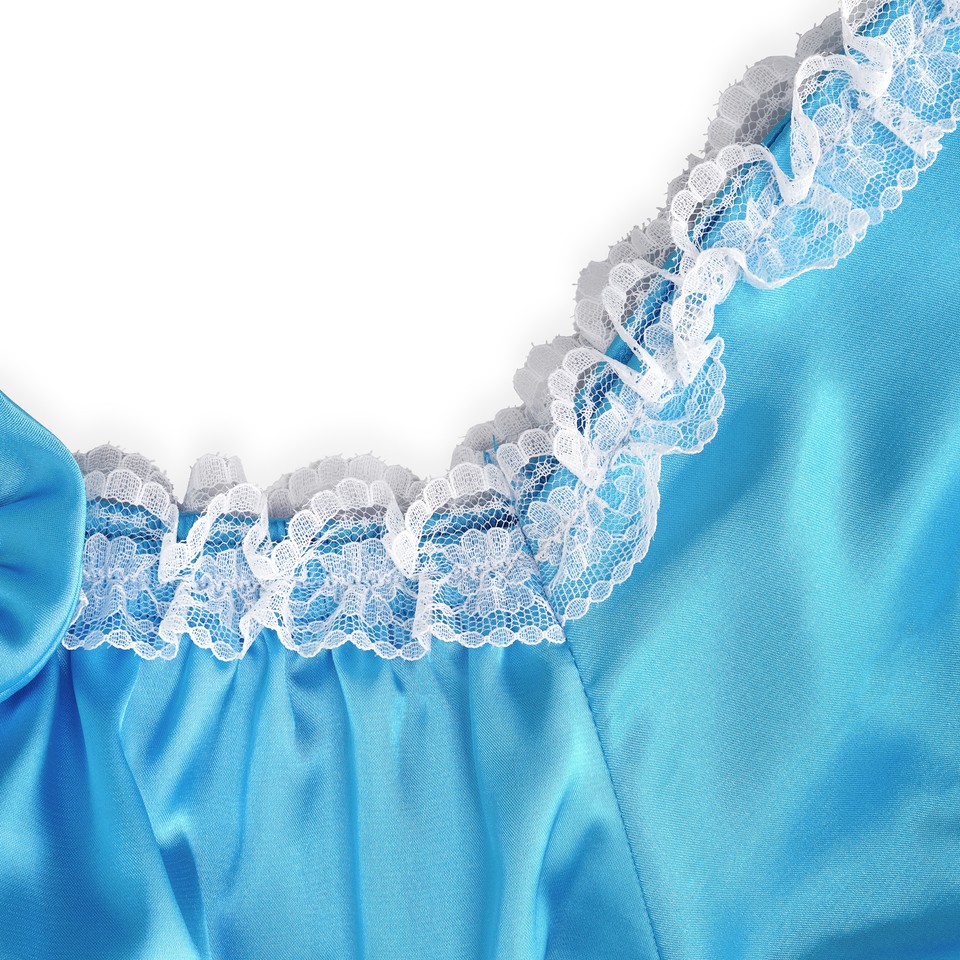 Satini Lingerie Satin Sissy Babydoll Ruffles Frilly Lace Slip Nightwear ...