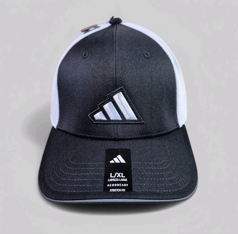 ADIDAS Mens Hat Golf 3 Stretch Fit Fairway Collection A-Flex L/XL Wht ...