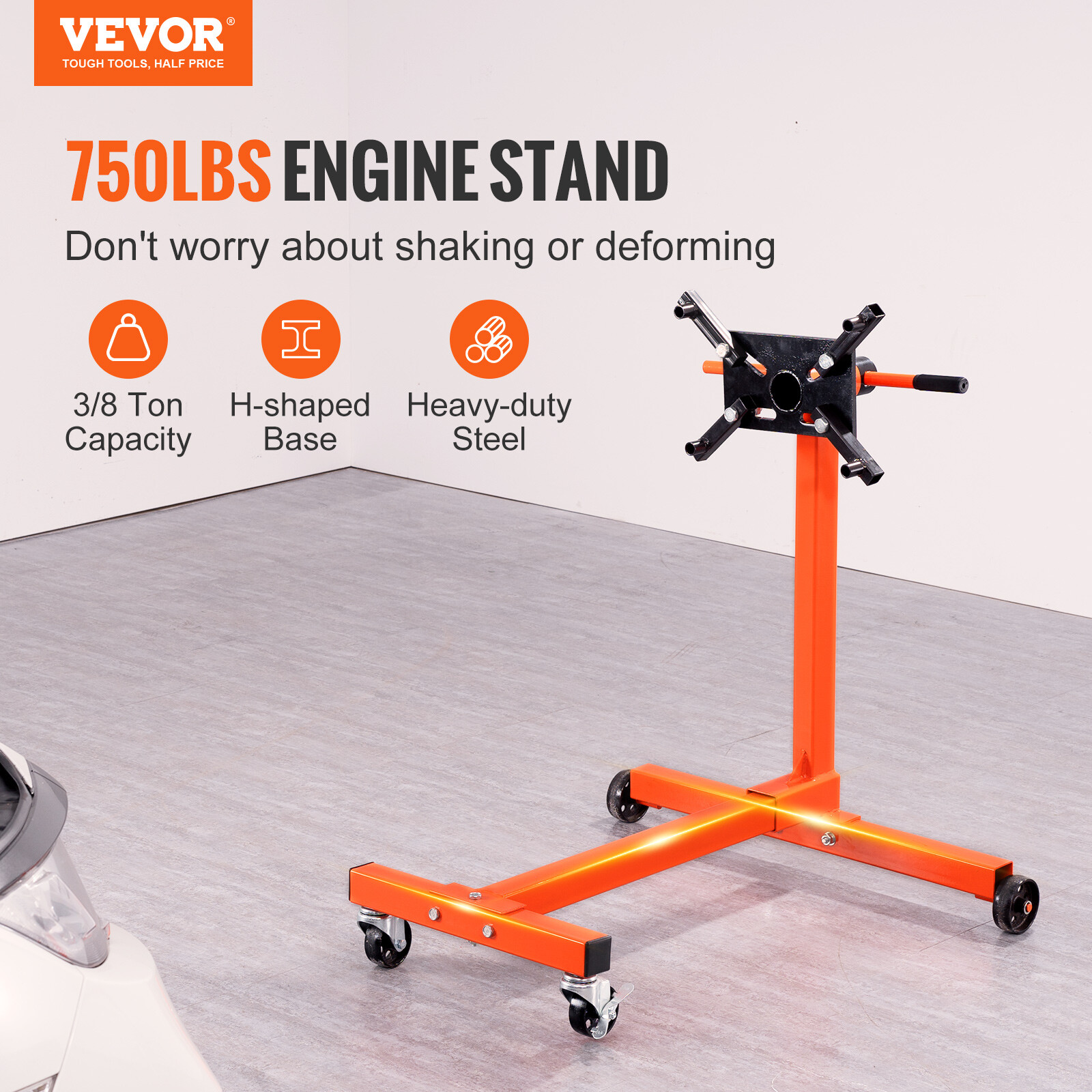 VEVOR Engine Stand 750LBS Motor Hoist Dolly 360 Degree Adjustable ...