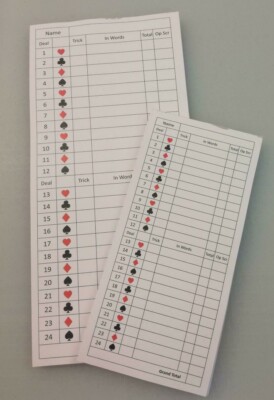 WHIST Scorecards FOR THE VISUALLY IMPAIRED x 2 Pads of 50 sheets | eBay UK