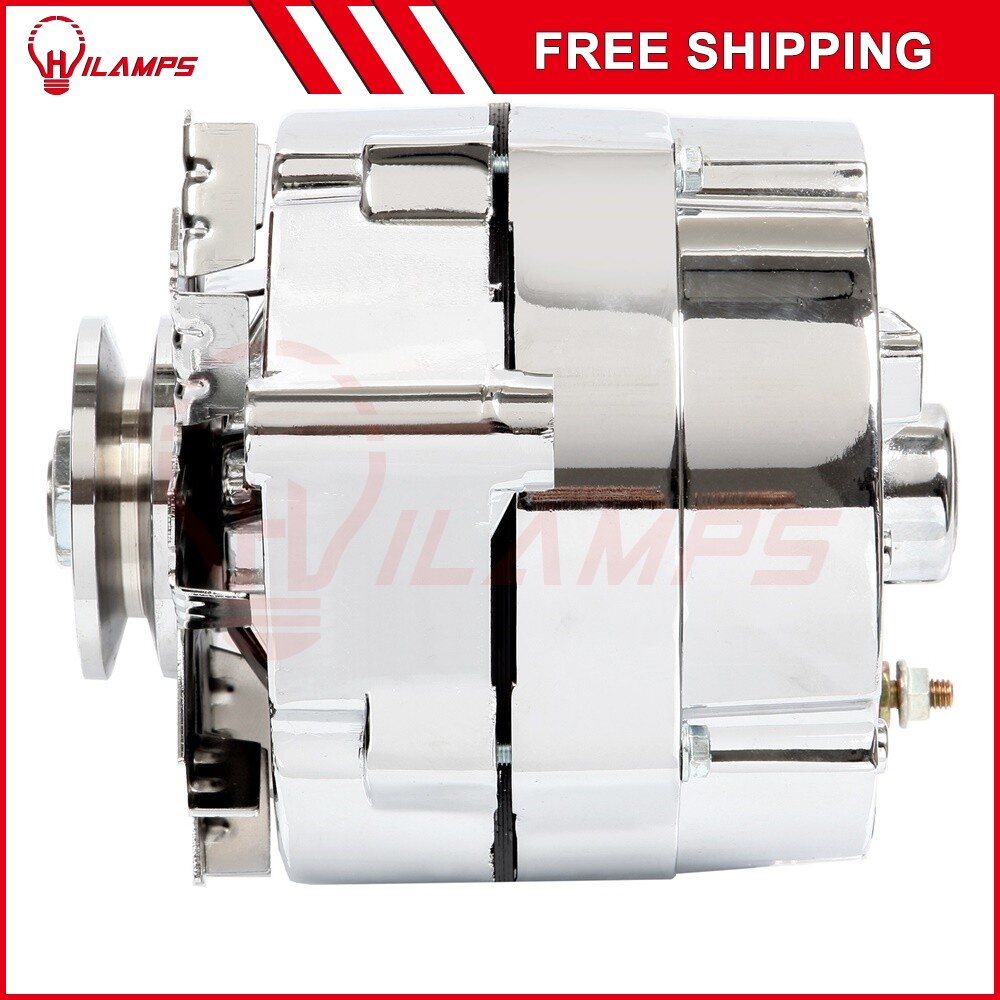 For 110Amp Chrome 1 Wire Self Exciting Street Rod GM 305 350 BBC SBC ...