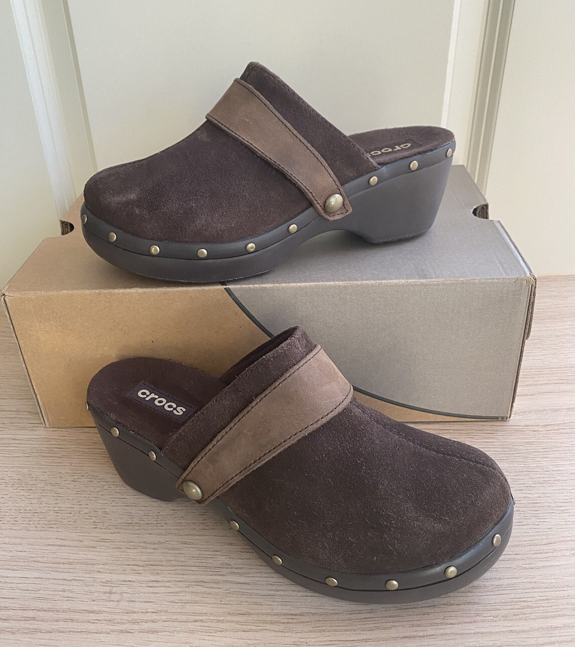 Crocs Cobbler Suede Clog Chocolate Brown Slip On Casu… - Gem