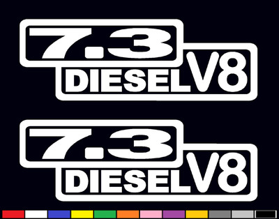 2 V8 7.3 LITER ENGINE DECALS FENDER BADGES EMBLEM WINDOW STICKERS | eBay