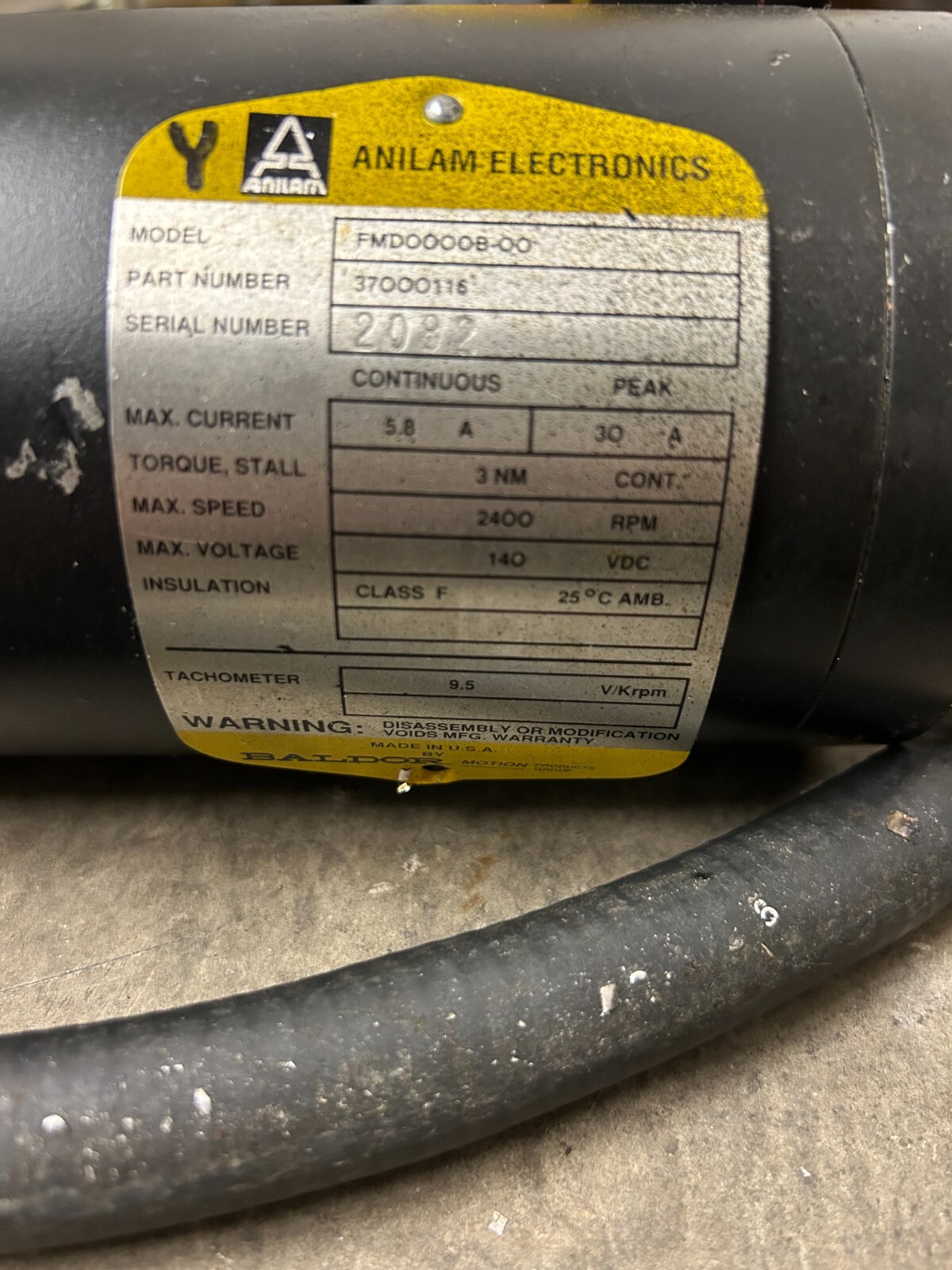 Anilam Servo Motor 37000116 with cable | eBay