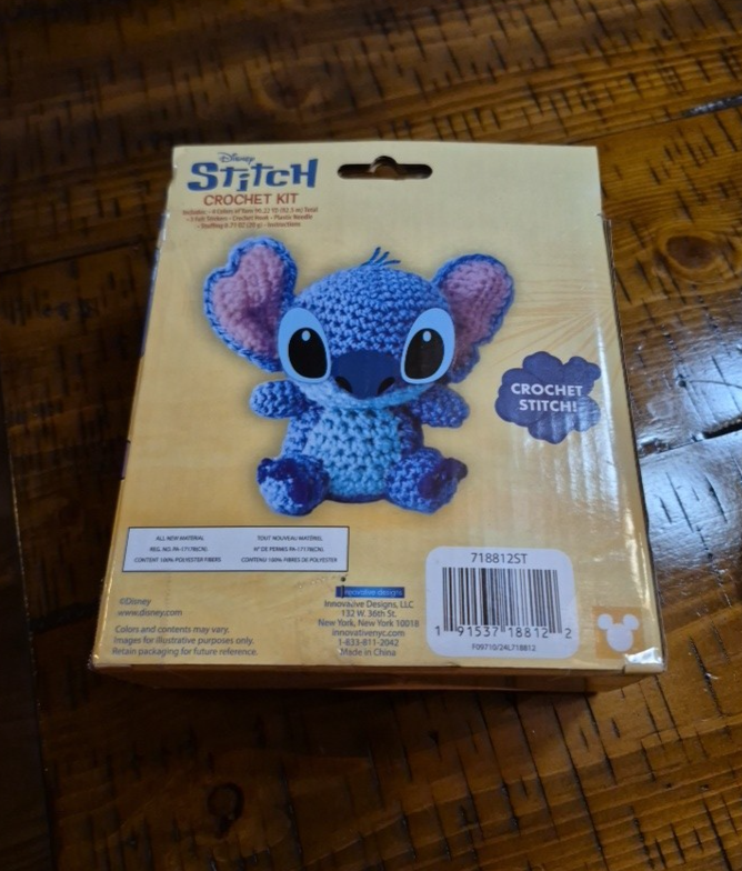 Disney Stitch CROCHET KIT 90yds Yarn Hook & Plastic Needle Stuffing | eBay