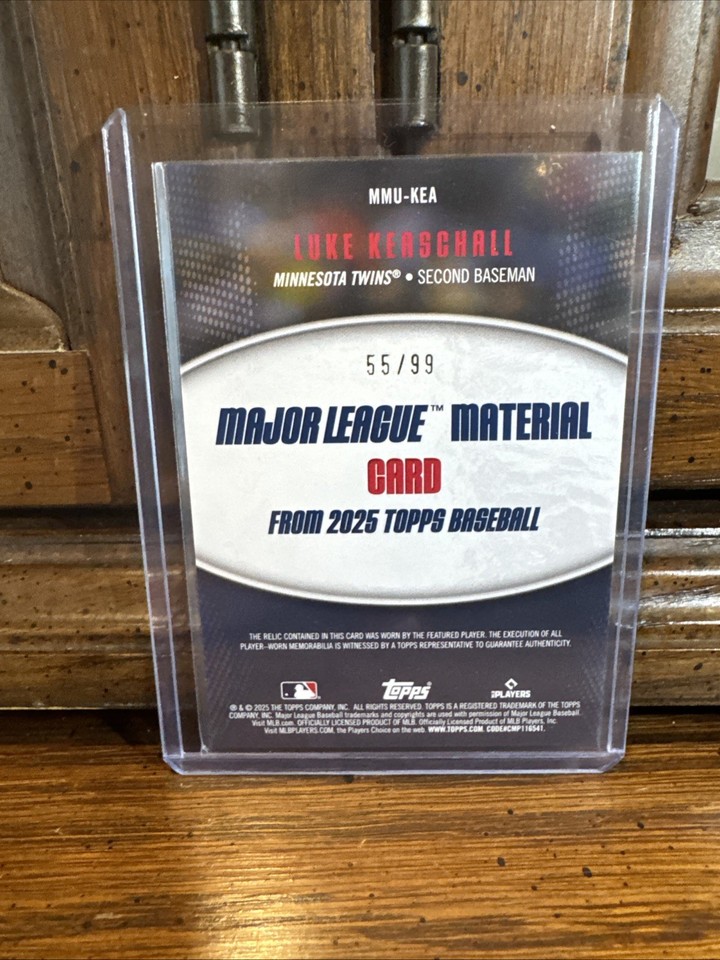 55/99! 2025 Topps Update Luke Keaschall Major League Material Patch RC ...