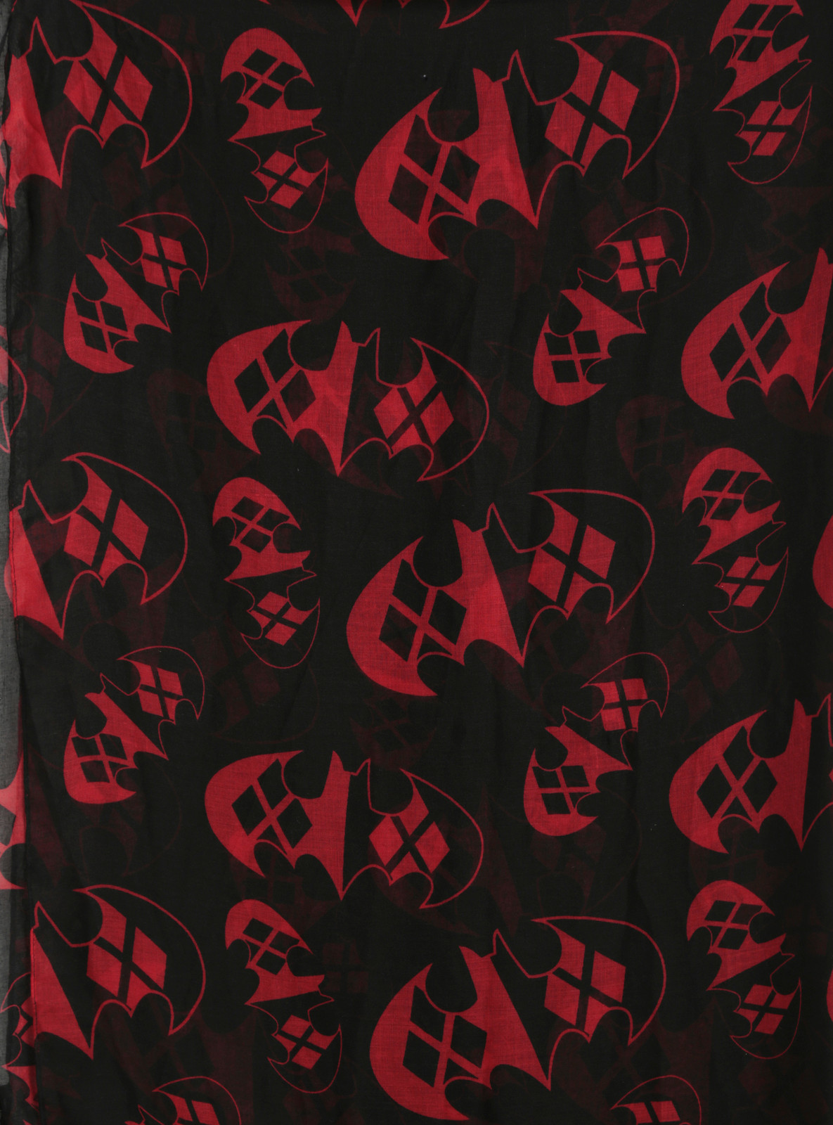 DC Comics Batman Harley Quinn Logo All Over Print Sheer Scarf Black Red ...