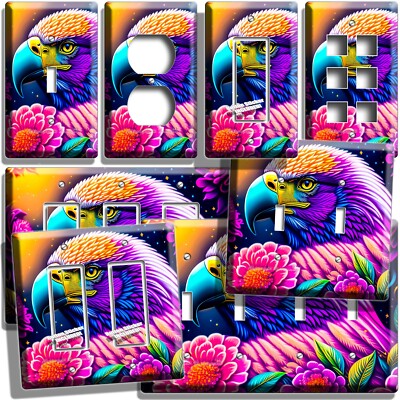 COLORFUL TROPICAL PARROT BIRD FLOWERS LIGHT SWITCH OUTLET WALL PLATES ...