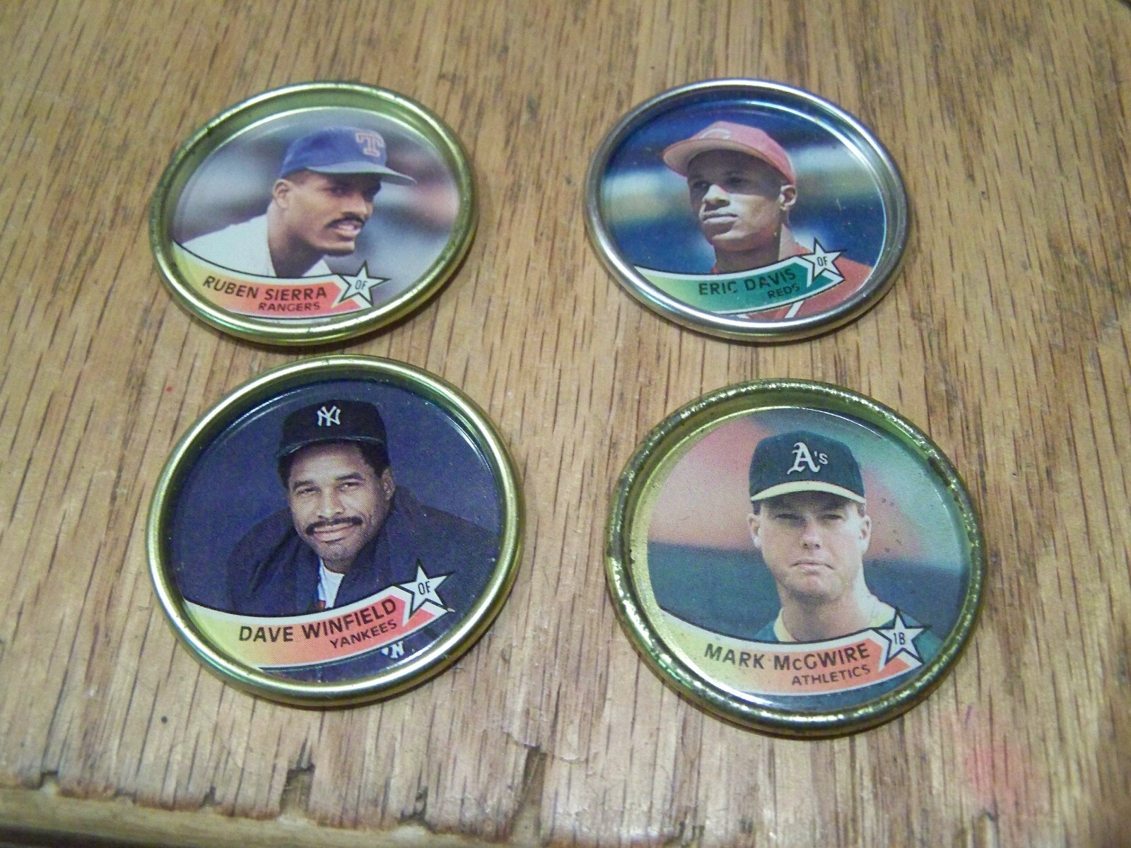 MARK McGWIRE DAVE WINFIELD SIERRA ERIC DAVIS 1989 BASEBALL COINS TOPPS ...