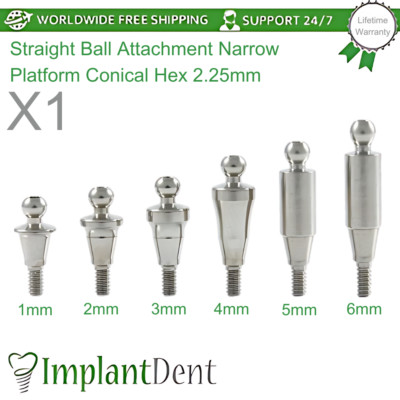 1x Straight Ball Attachment Narrow Platform Dental Lab Conical Hex 2 ...