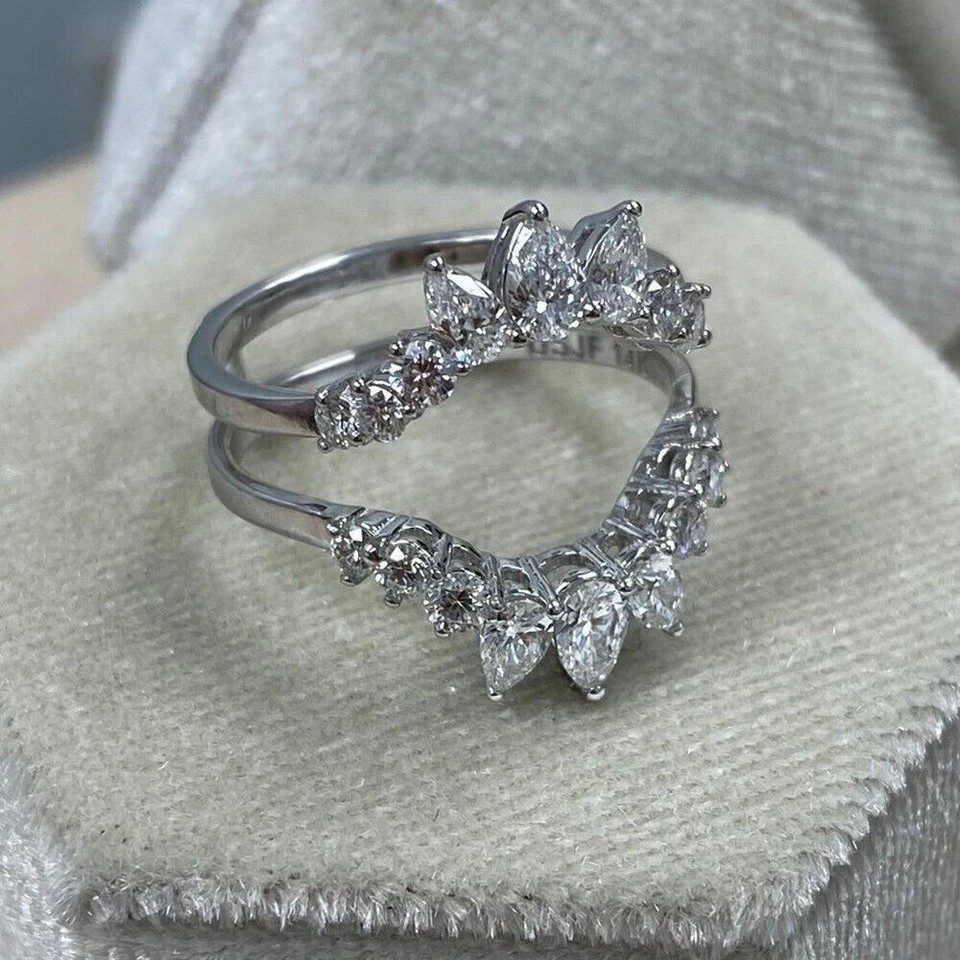 2Ct Lab Created Diamond Wrap Enhancer Wedding Band Ring 14k White Gold ...