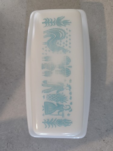 Vintage Pyrex Amish Butterprint Turquoise Butter Dish w/lid READ | eBay