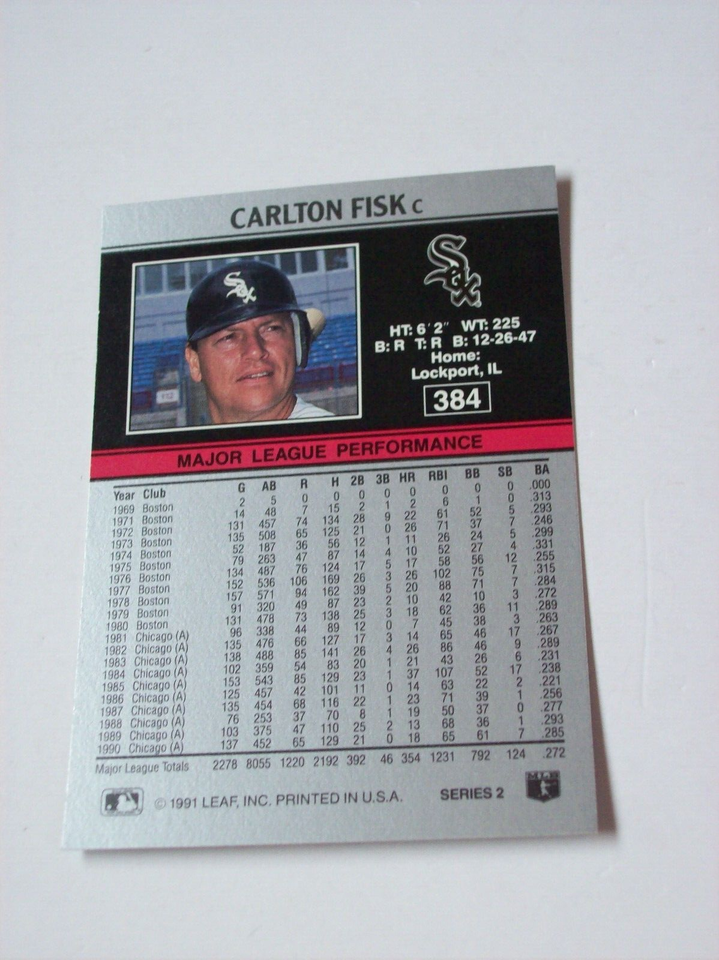 1991 Leaf baseball Carlton Fisk card #384 NM-MT | eBay