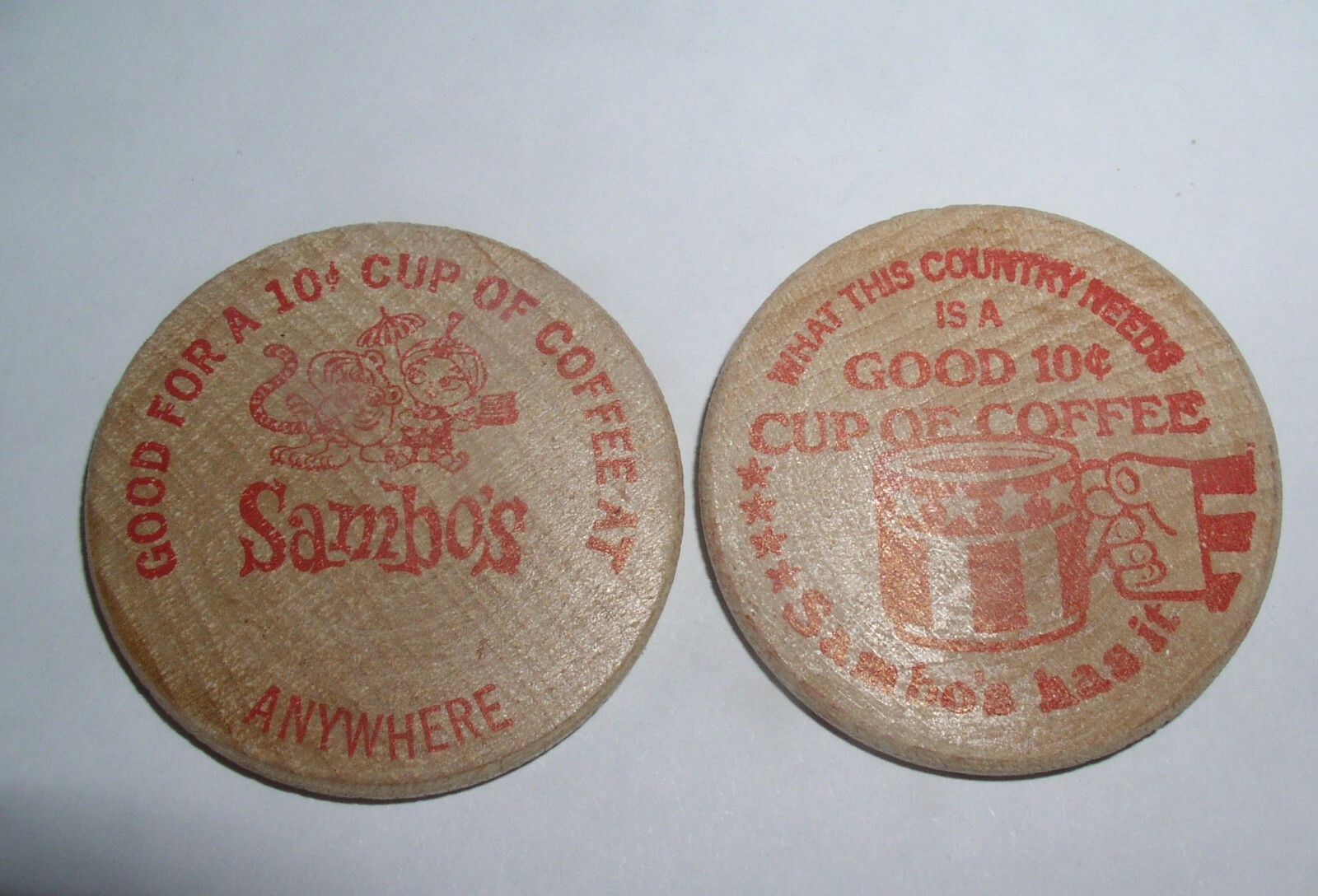 SAMBO'S Lot of 11 Wooden Tokens~ Good for 10 cent cup of Coffee ...