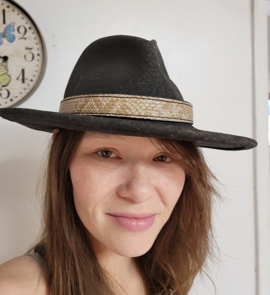 Faux beige Python hatband adjustable Western cowboy cowgirl snake skin ...