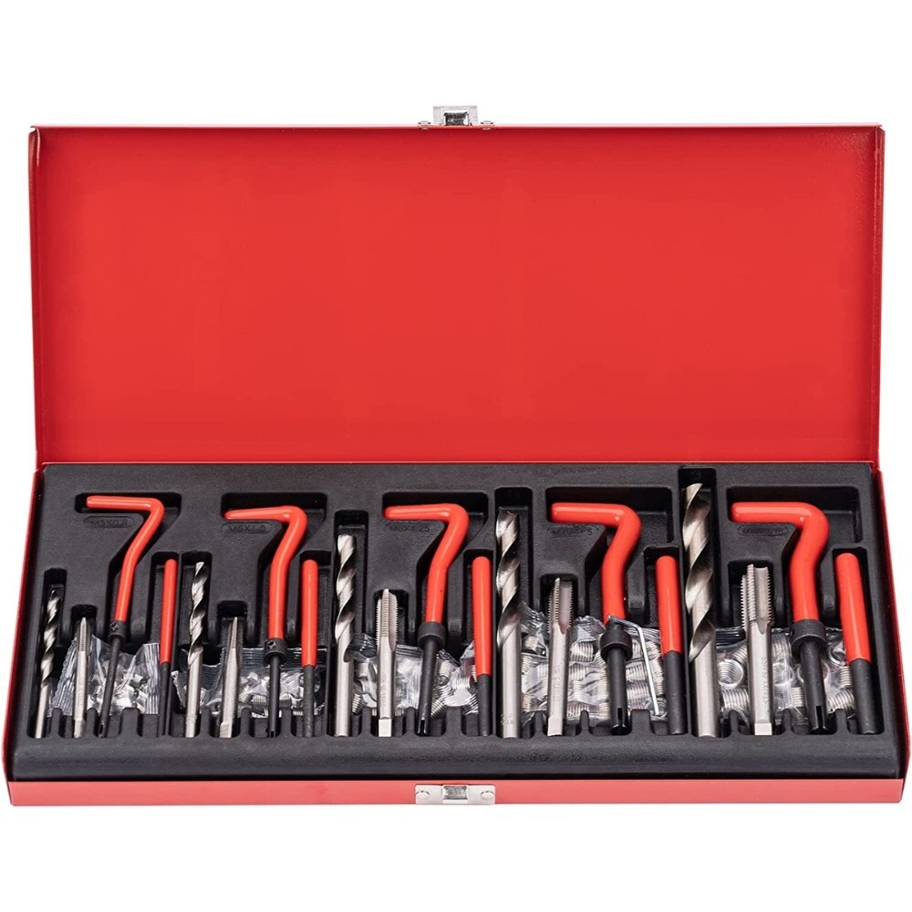 Kit Réparation Filetage 131 Pièces Taraud Foret Hélicoïdale M5, M6, M8 ...