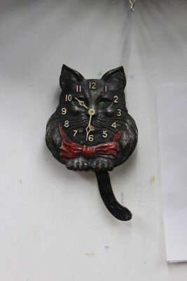 2 Lux Black Cat with Blinking Eyes Miniature Novelty Pendulette Wall ...