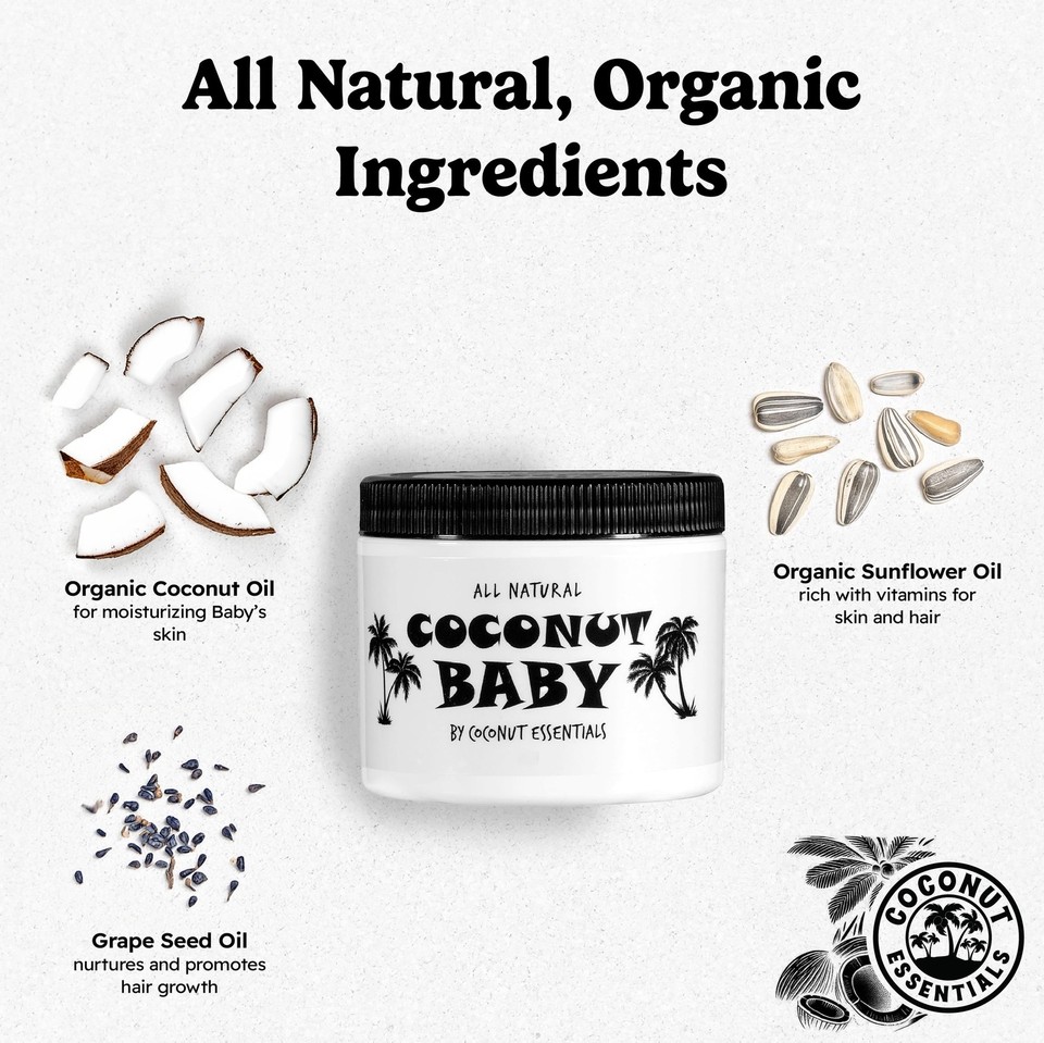 Coconut Baby Oil for Hair & Skin Care, Natural & Organic, Coconut Oil ...