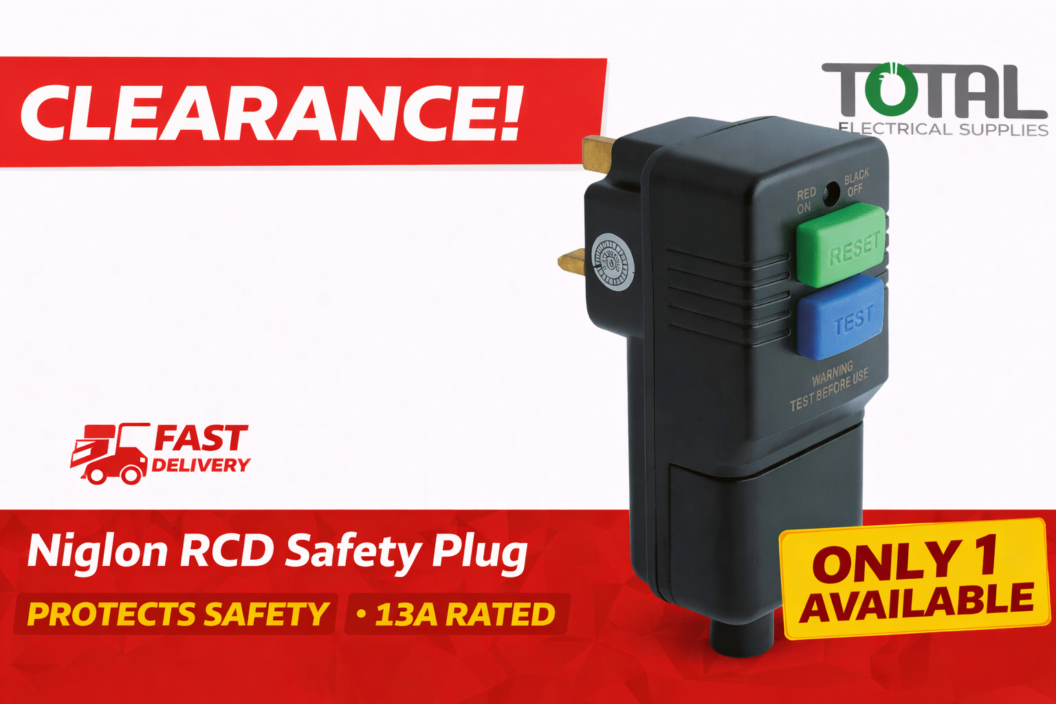 Niglon RCD Safety Plug 13A 240V Trip Adaptor Portable RCD CLEARANCE ...