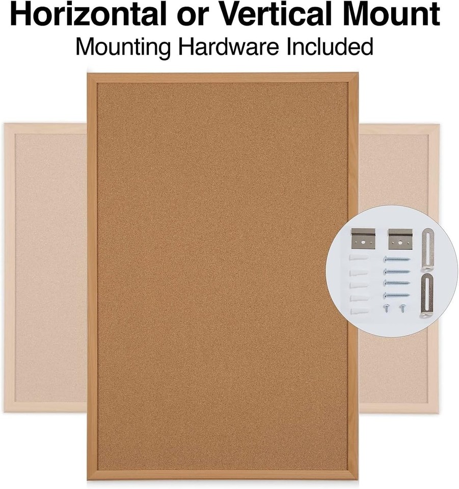 Staples Cork Bulletin Board, 3 x 2 Feet, Oak Frame, Vertical or ...
