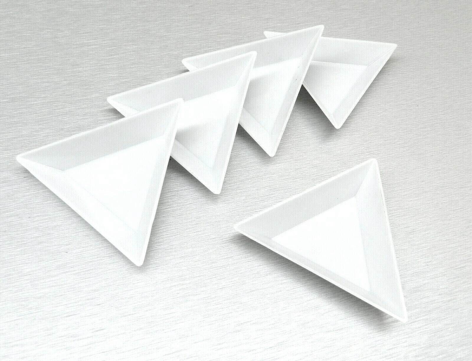 5 White Plastic Triangle Sorting Trays Gemstone Rhinestones Crafts Bead ...