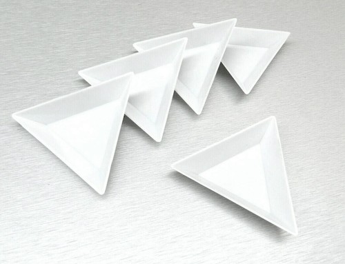 5 White Plastic Triangle Sorting Trays Gemstone Rhinestones Crafts Bead ...