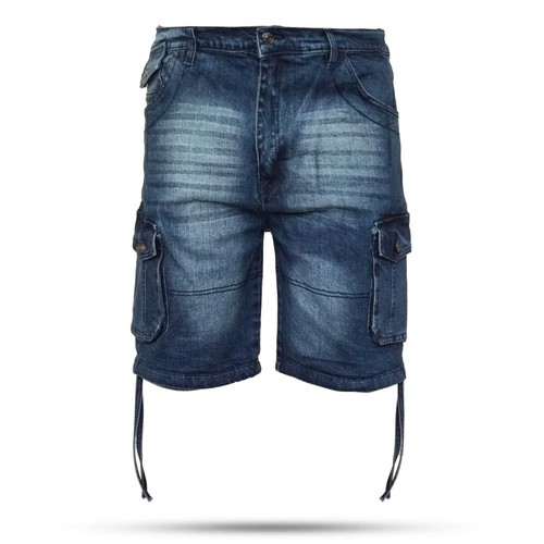 Mens Denim Shorts Cargo Slim Fit Distressed Knee Length Combat Style ...