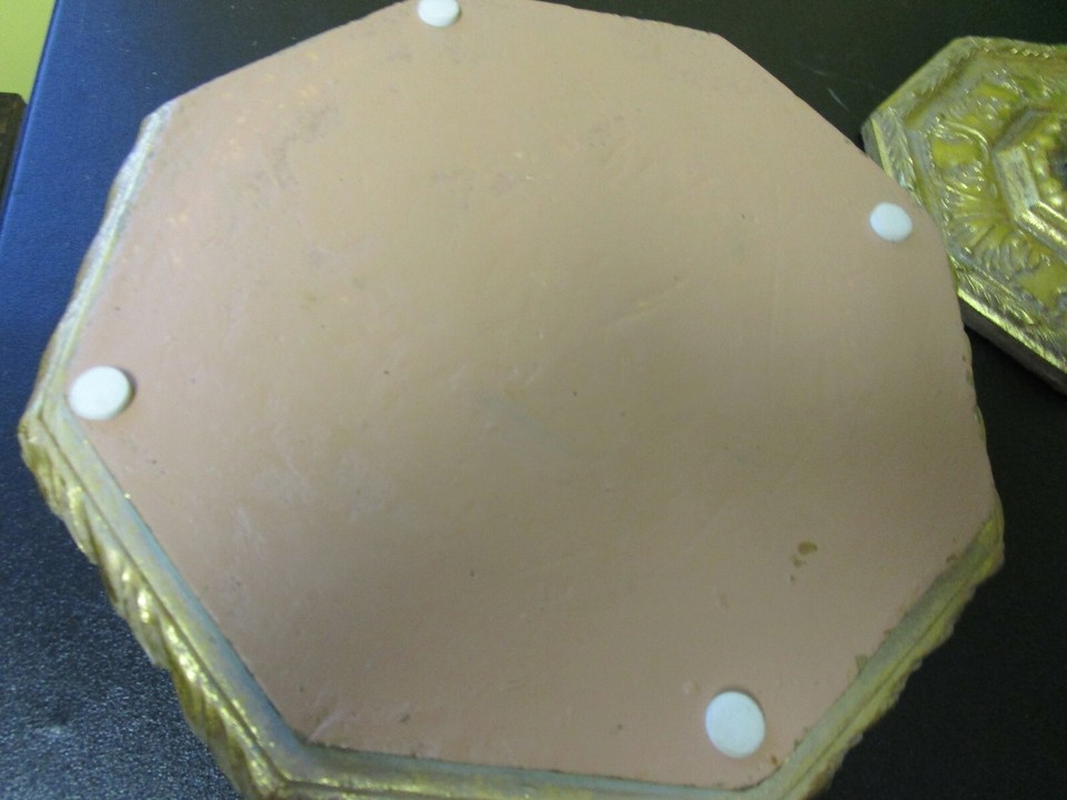 Octagon Shape with Lid Gold trinket box container 8" Across 3" Deep | eBay