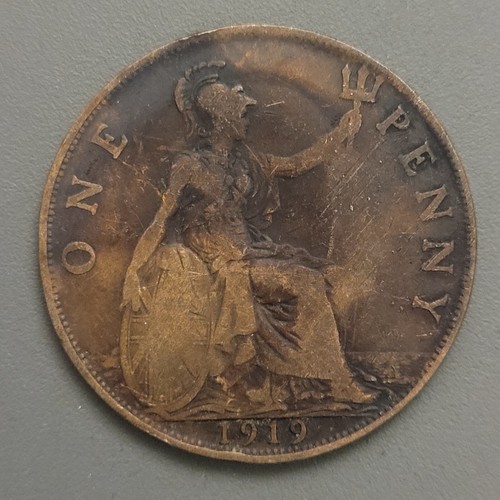 1919 UK United Kingdom 1 One Penny Coin - King George V - Britannia ...
