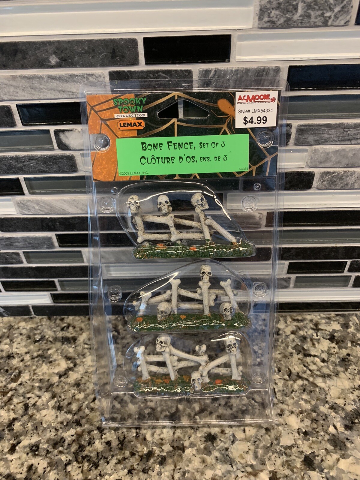 LEMAX SPOOKY TOWN “BONE FENCE” WITH SKELETONS & SKULLS~#54334~SET OF 3 ...