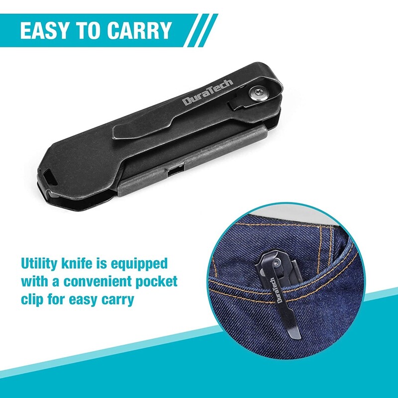 DURATECH 2PC Folding Pocket Utility Knife Set Quick Change Blade EDC ...