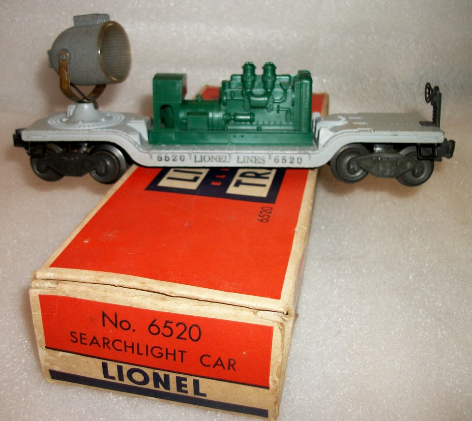 LIONEL POSTWAR 6520 ORIGINAL GREEN GENERATOR SEARCLIGHT CAR EXC+ ...