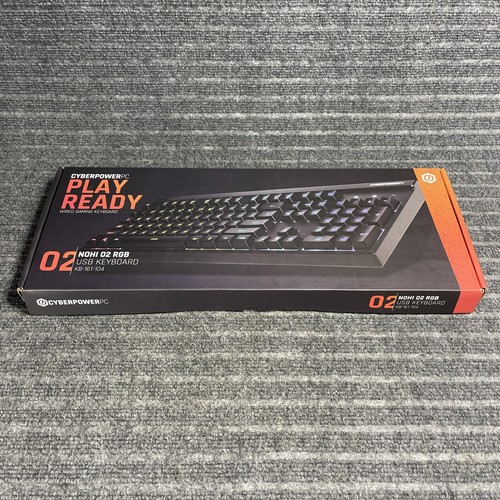 CyberPower PC Play Ready Wired Gaming USB Keyboard NOHI 02 RGB KB-161 ...
