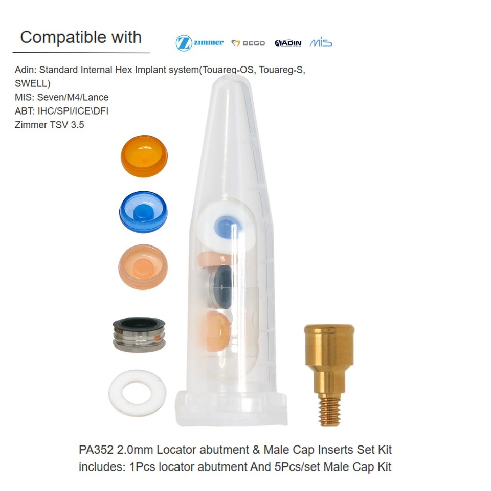 US Locator Abutment W/Male cap Inserts for Zimmer TSV /Biohorizon 3.5mm ...