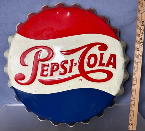 1950's Stout Sign Co. M-114 Pepsi Bottle Cap Sign 19" EXCELLENT ORIG ...
