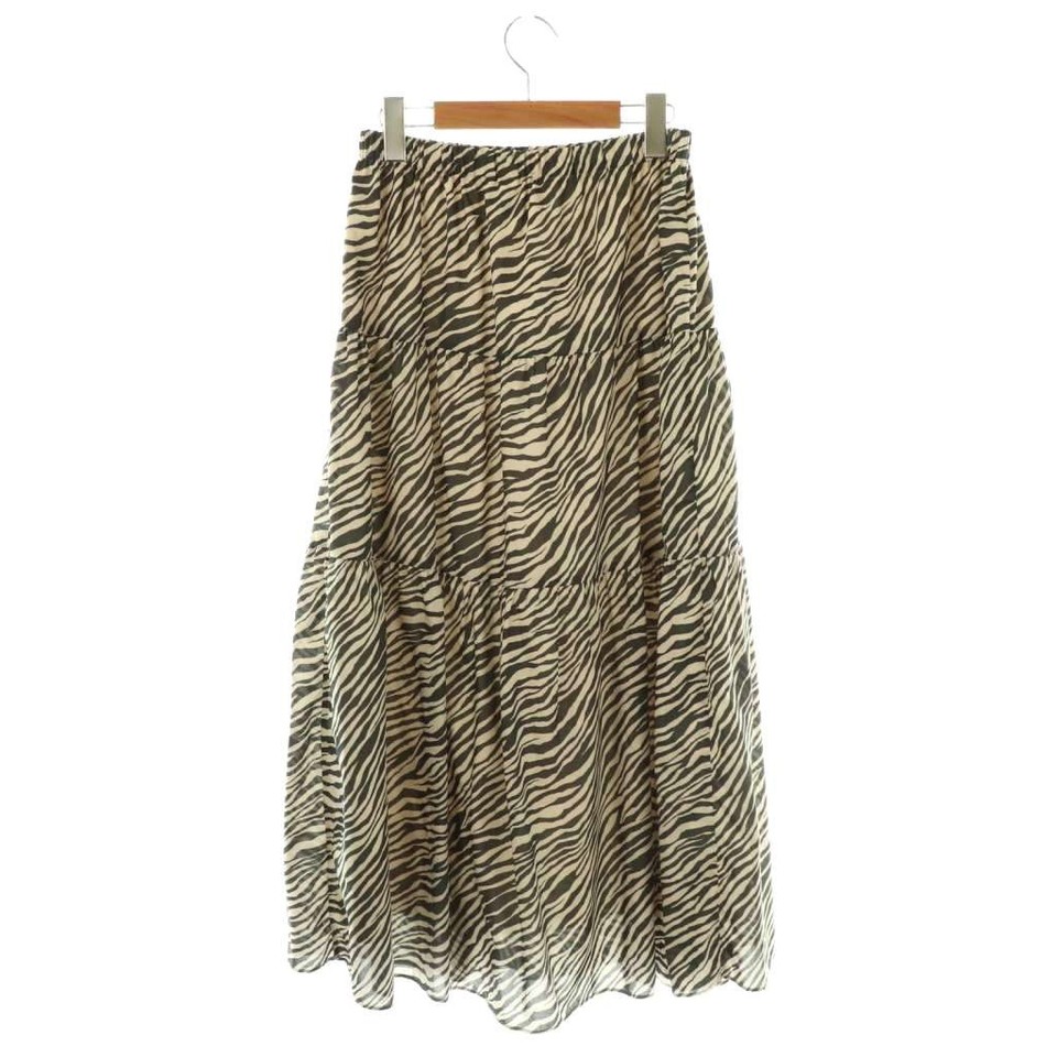 Theory Luxe Zebra Print Kanoa Pattern Long Skirt Tiered 38 Beige Black ...