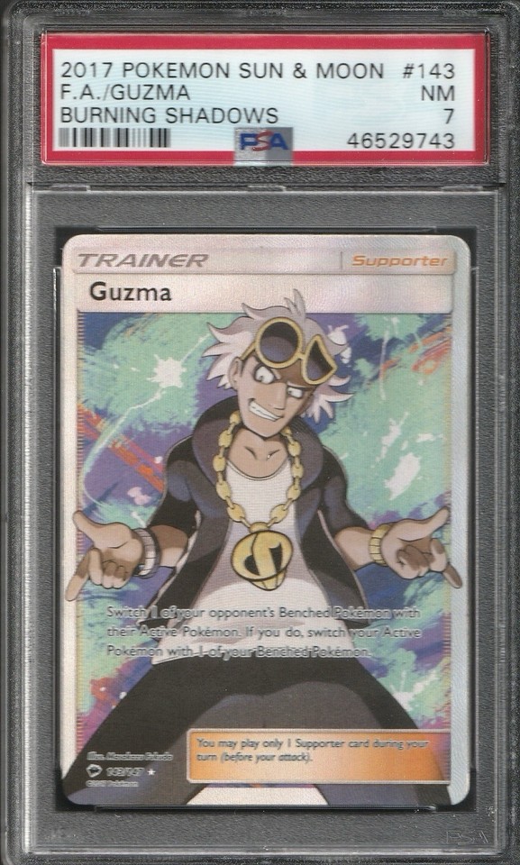 GUZMA 143/147 PSA 7 BURNING SHADOWS FULL ART HOLO POKEMON CARD ENGLISH ...