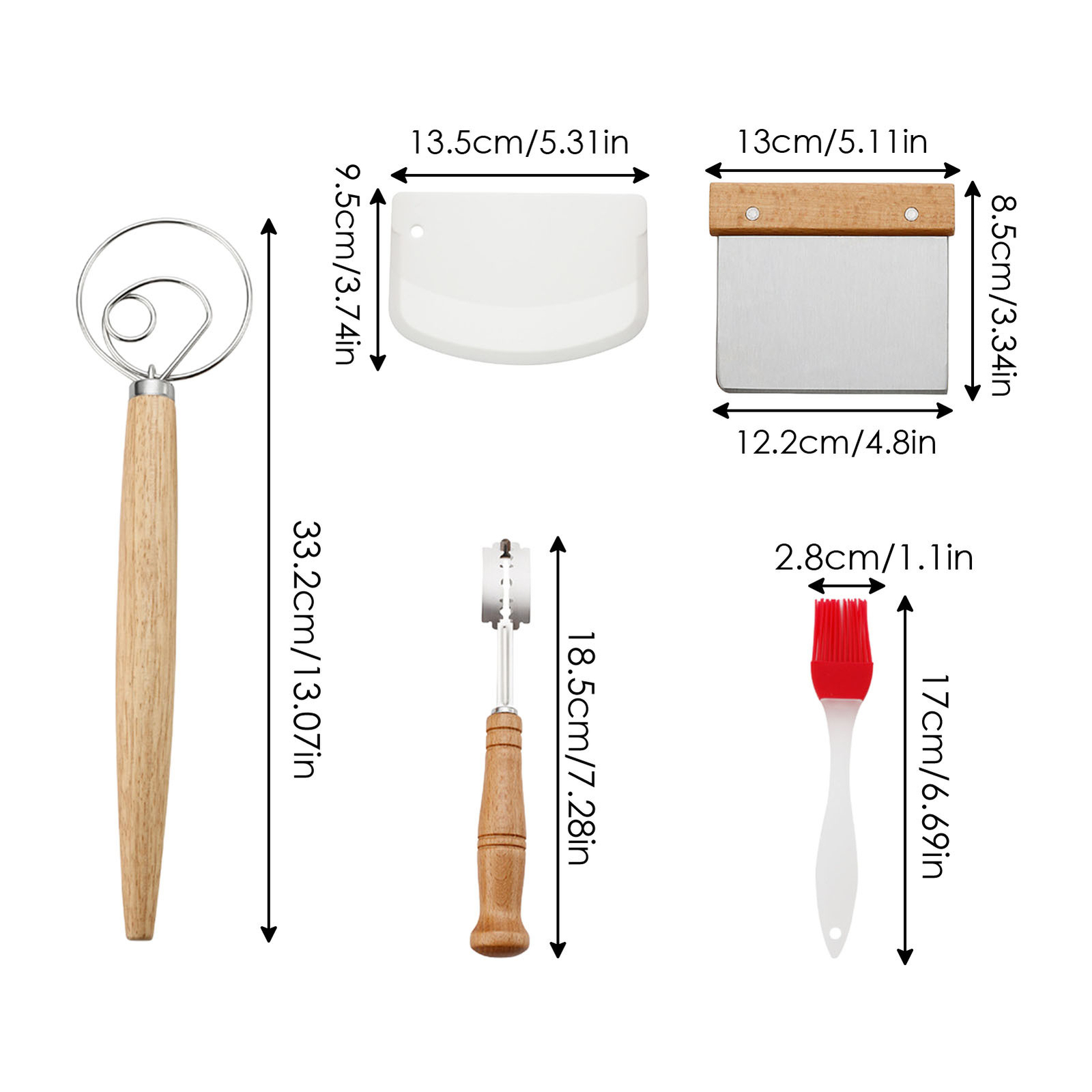 Baking Tools Kit Whisk Scraper And Brush Cutting Tool Baking Making ...