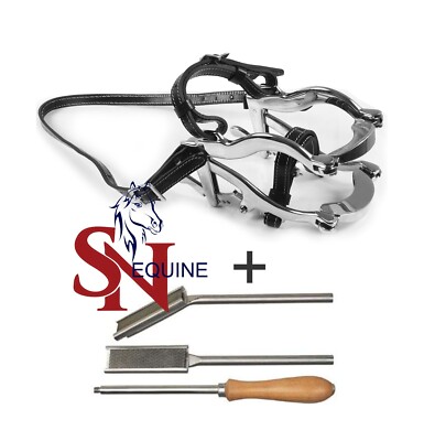Equine Dental Kit Speculum Horse Mouth Gag Wood Float & 4000 Series ...