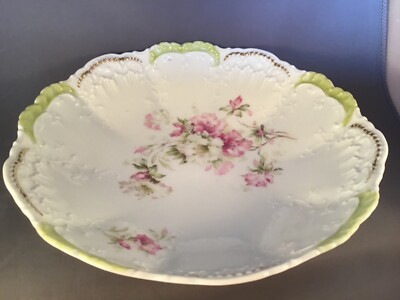 ANTIQUE WEIMAR CHINA THURINGIA GERMANY WHITE PORCELAIN 8" BOWL GOLD ...