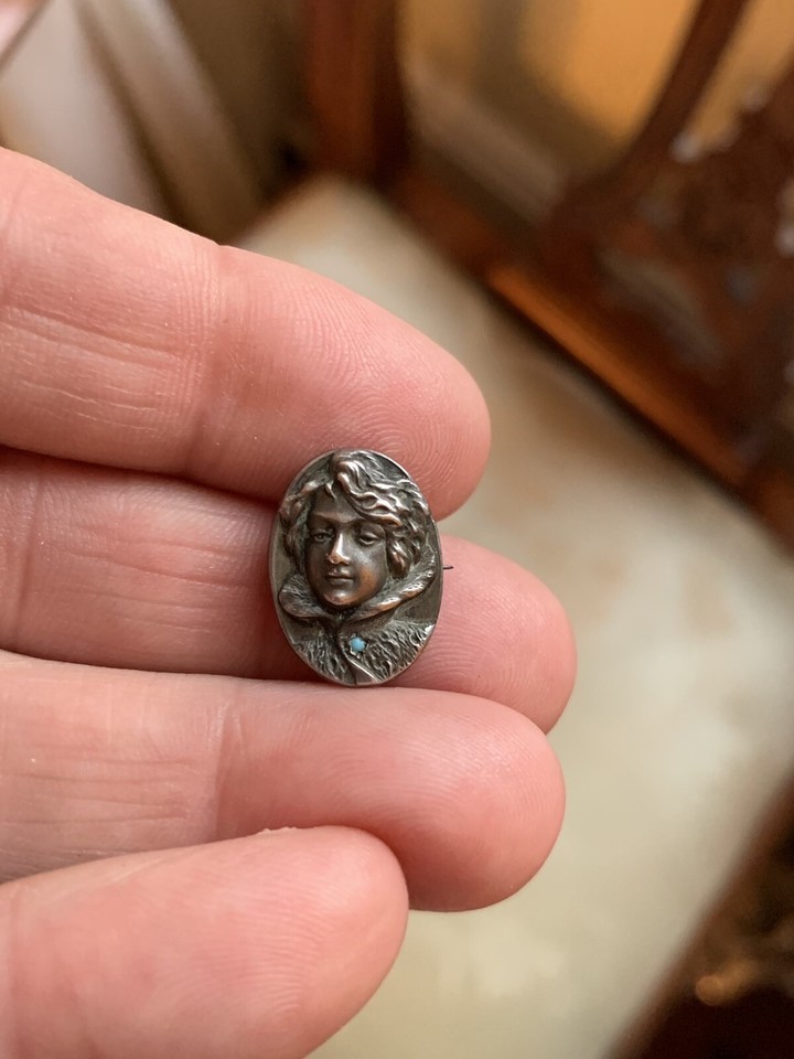 Rare Miniature Antique Art Nouveau Sterling Silver Turquoise Pin | eBay