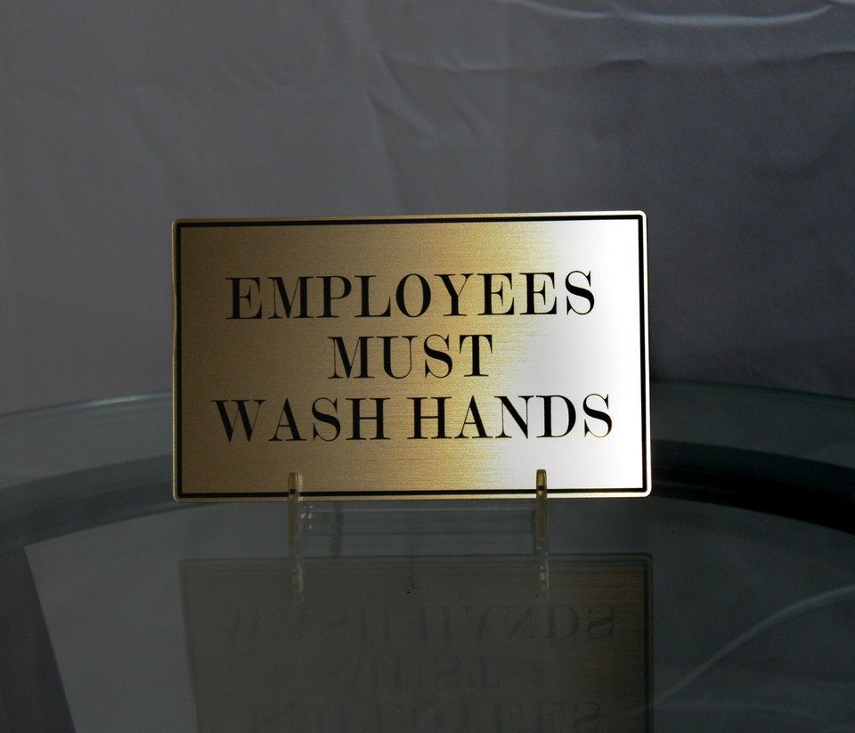EMPLOYEES MUST WASH HANDS Engraved Bathroom Sign/Wall Mounted/ Restroom ...