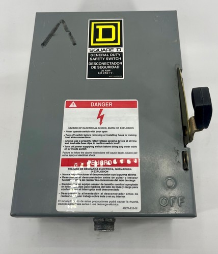 Square D # D321N Fusible Disconnect Box 30amp Type 1 210V w/ Fuses ...