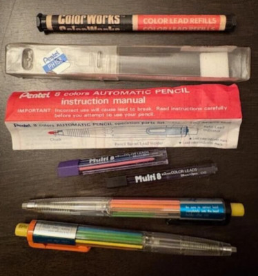 2 PENTEL 8 COLOR AUTOMATIC PENCIL BIBLE HIGHLIGHTER 2MM EIGHT COLORS 2 ...