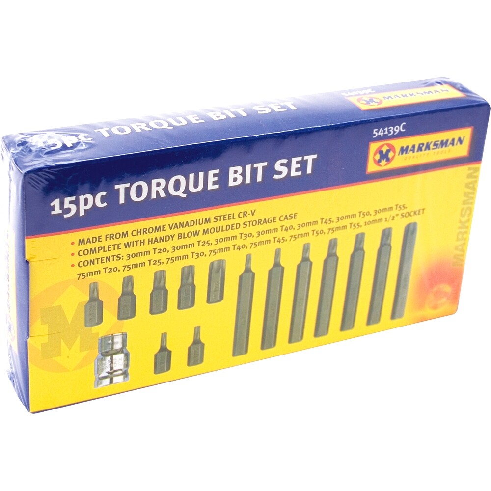 11pc Spline Bit or 15pc Torque Bit Set Made from Chrome Vanadium Steel ...