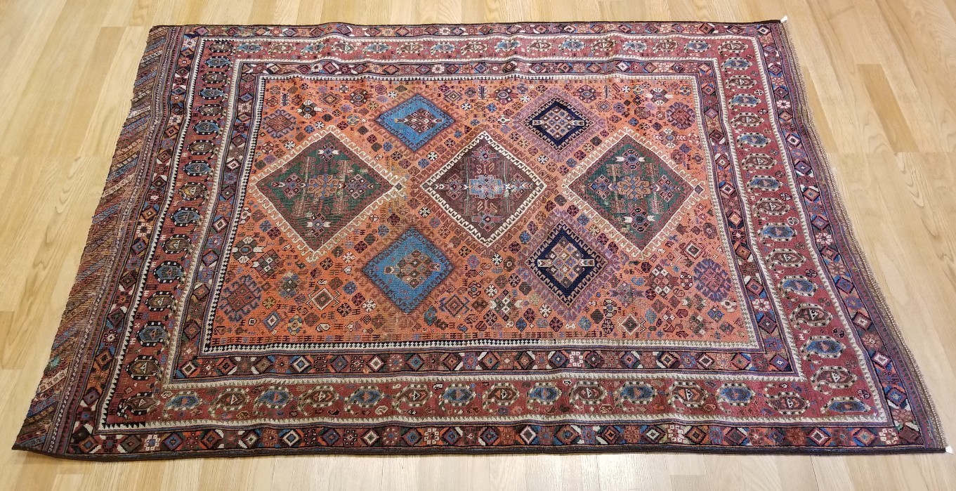 Terrific Tribal - 1890s Antique Oriental Rug - Nomadic Carpet - 4.3 x 5 ...