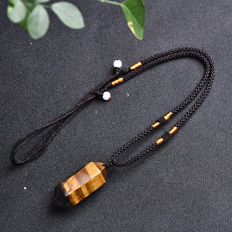 Natural Stone Crystal Hexagonal Points Pendant Healing Amulet Unisex ...